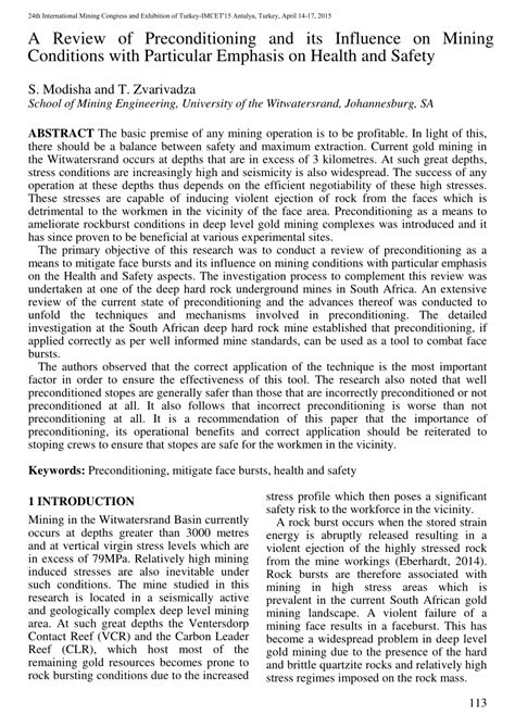 Pdf A Review Of Preconditioning And Its Influence On Mining