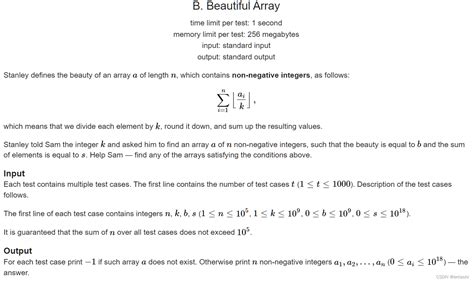 Codeforces Round 816 Div 2 B Beautiful Array（构造）b Beautiful