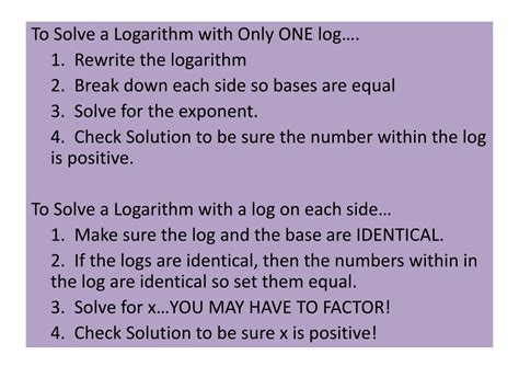 Ppt 6 4 Solving Logarithmic Equations And Inequalities Powerpoint Presentation Id 9553901