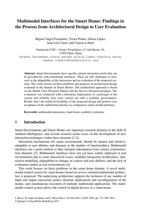 PDF Multimodal Interfaces For The Smart Home Findings In The Process