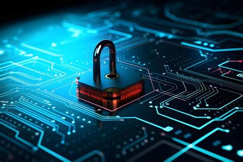 Premium Ai Image Cybersecurity Concept Depicting A Padlock On Top Of A Microchip Board