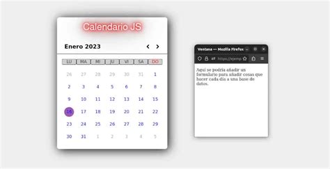 calendario dinámico con javascript sin bibliotecas externas