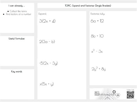 Expand And Factorise Single Bracket Teaching Resources