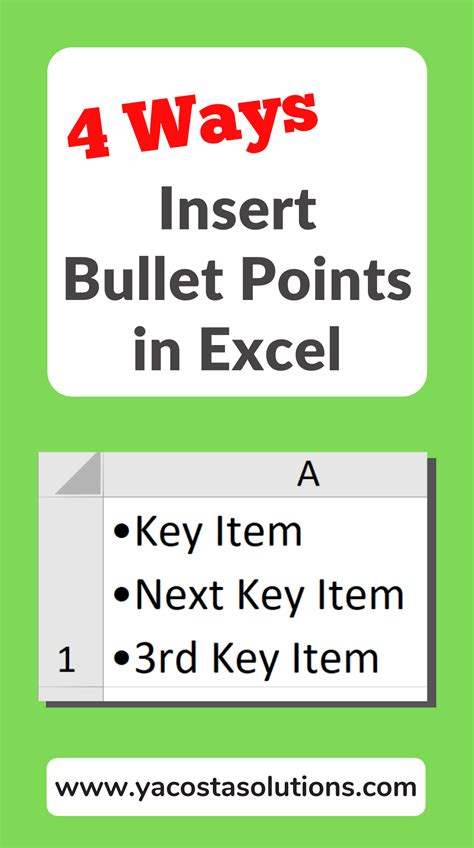 How To Insert Bullet Points In Excel Video Tutorial