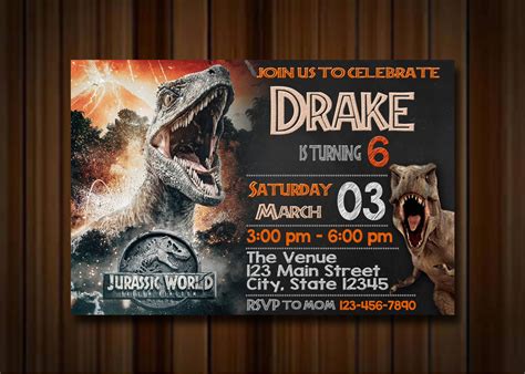 Jurassic Park Invitation Jurassic World Jurassic World Birthday