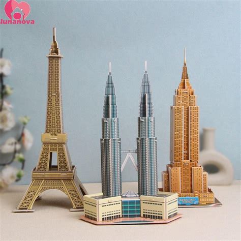 Lunanova Mini Cardboard Puzzle 3d House World อาคารที่มีชื่อเสียงรุ่น