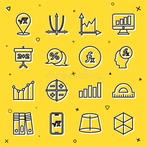 Set Line Geometric Figure Cube Protractor Function Mathematical Symbol Graph Schedule Chart