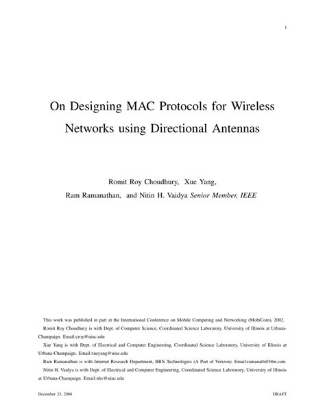 Pdf On Designing Mac Protocols For Wireless Networks Using Directional Antennas