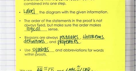 Intro Geometry Proofs INB Pages Mrs E Teaches Math