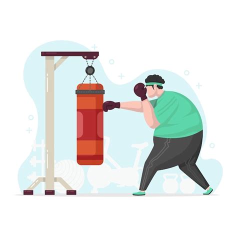 권투 평면 그림 프리미엄 벡터