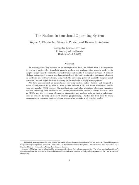 The Nachos Instructional Operating System Wayne A Christopher Pdf