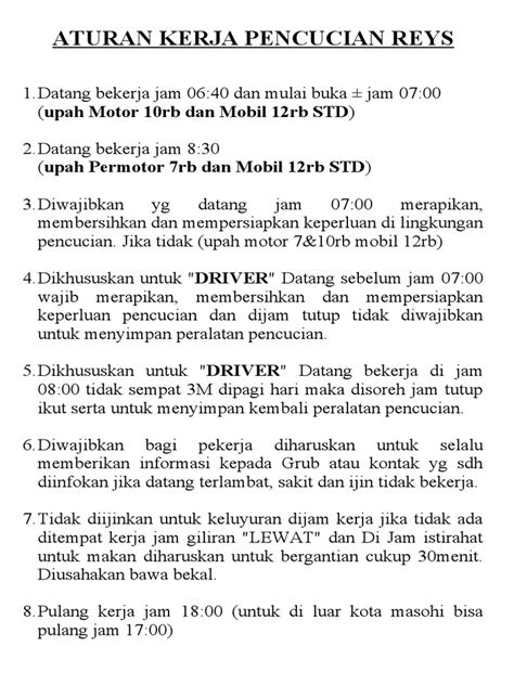Aturan Kerja Pencucian Reys Pdf