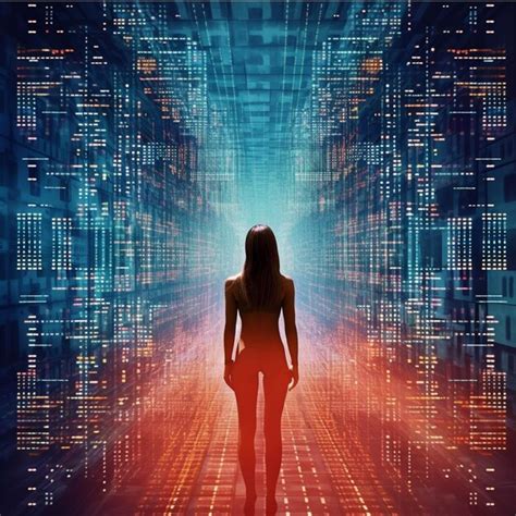 Premium Ai Image Back View Of Woman Standing On Abstract Background