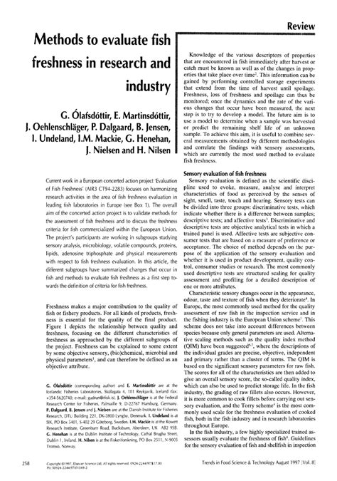 PDF Method To Evaluate Fish Freshness In Research And Industry