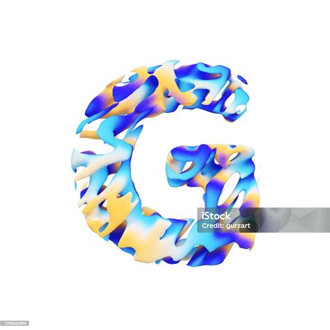 알파벳 G 대문자 편지입니다 색상 페인트 브러쉬 지저분한 액체 이국적인 열 대 글꼴에 의하여 이루어져 있다 3d 렌더링에 고립 된 흰색 배경 0명에 대한 스톡 사진 및 기타