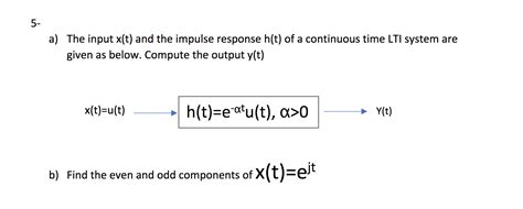 solved 5 a the input x t and the impulse response h t of