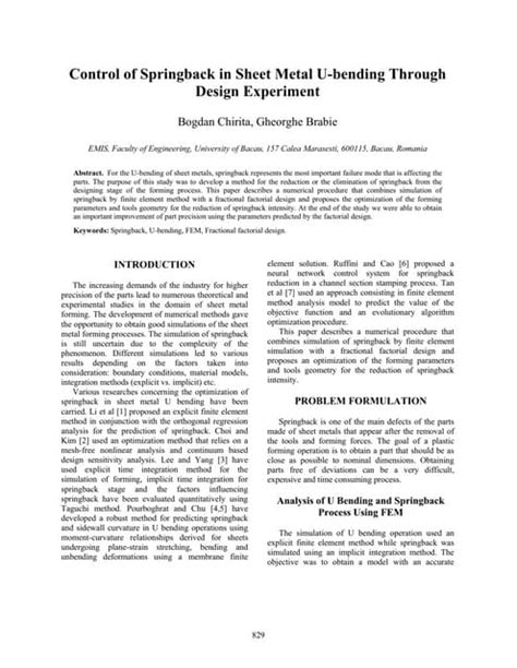 Control Of Springback In Sheet Metal Bending Pdf