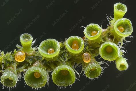 Moss Spores Showcase The Reproductive Structures Of Moss Stock Photo Adobe Stock