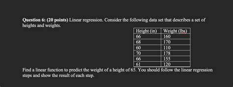 solved question 6 20 points linear regression consider