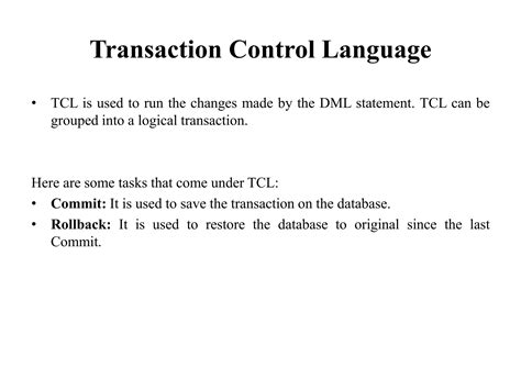 Dbms Languages Types Of Sql Commands Pptx