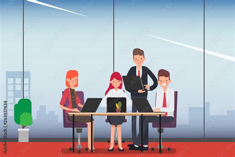 Business People Teamwork Office Character Animation For Motion Colleague Seminar Meeting