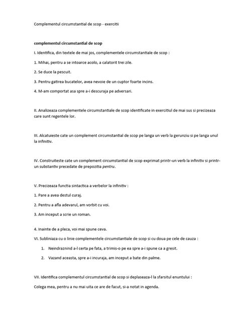 Complementul Circumstantial De Scop Pdf