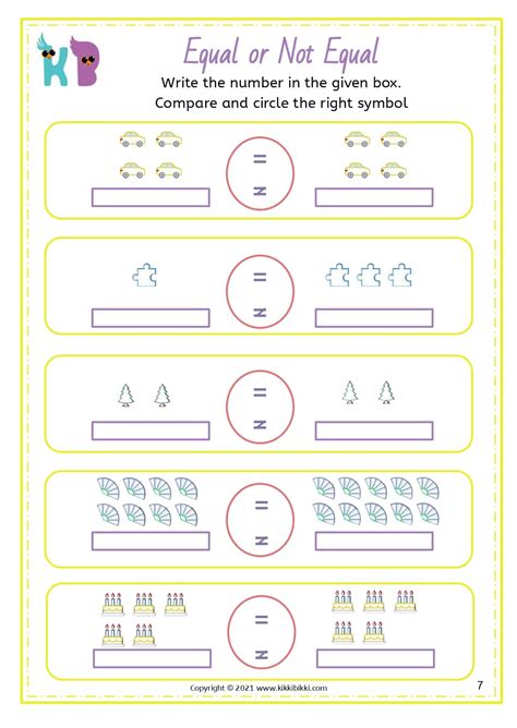 15 Free Equal Or Not Equal Worksheets Kikkibikki