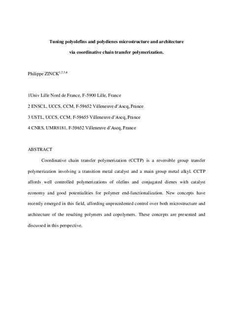 Pdf Tuning Polyolefins And Polydienes Microstructure And Architecture Via Coordinative Chain