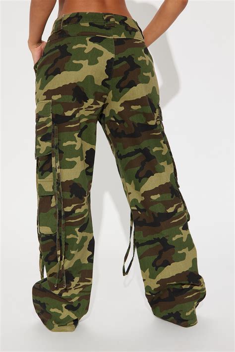 Golden Hour Wide Leg Camo Cargo Pant Olive Combo Fashion Nova