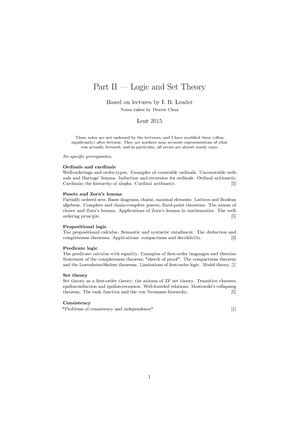Logic And Set Theory Example Sheet Set Theory And Logic Michaelmas Sheet