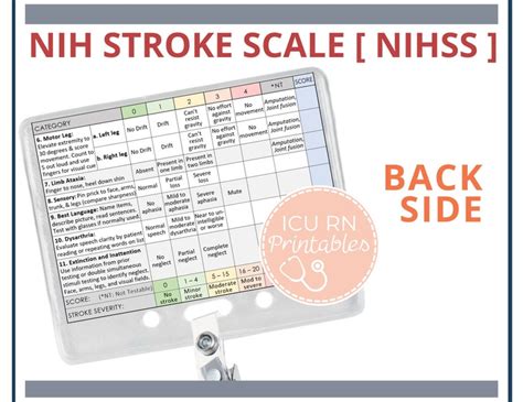 Nih Stroke Scale Nihss Printable Pdf Download Etsy