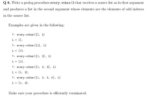 Solved Q Write A Prolog Procedure Every Other That Chegg