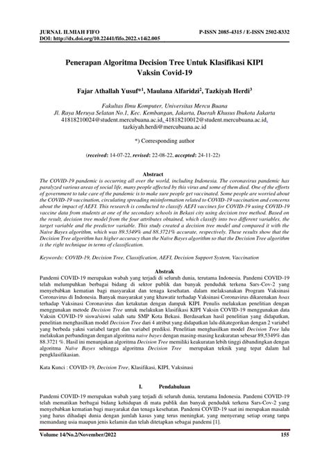 Pdf Penerapan Algoritma Decision Tree Untuk Klasifikasi Kipi Vaksin Pdf Penerapan Algoritma Decision Tree Untuk Klasifikasi Kipi Vaksin