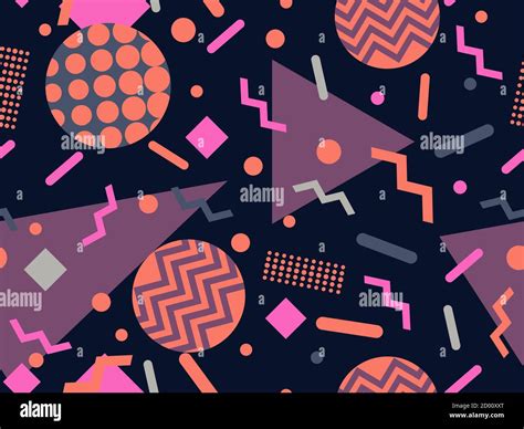 seamless pattern with geometric shapes in the style of the 80s trendy
