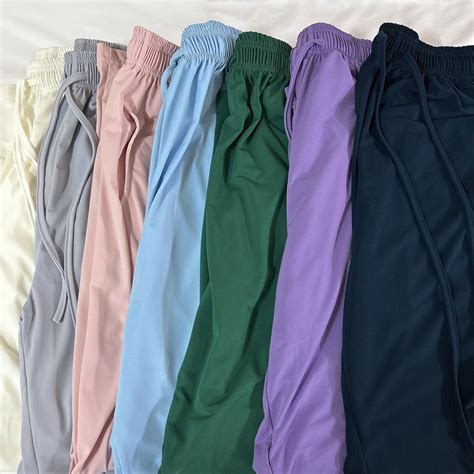 오브드코지 여름 와이드 구김없는 밴딩 스판 아이스 쿨 냉장고 팬츠 찰랑 바지 초록색 소라색 핑크색