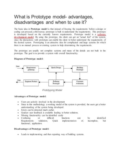 Prototyping Model Advantages And Disadvantages Docx