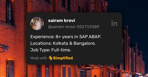Sairam Krovi On Linkedin Sapabap Hiringnow Kolkatajobs