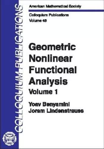 Geometric Nonlinear Functional Analysis Volume 1 Colloquium Publications Eur 10480 Picclick Fr