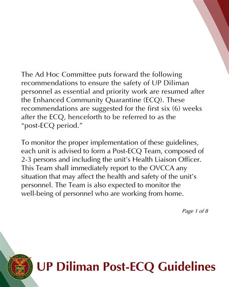 Upd Post Ecq Guidelines University Of The Philippines Diliman