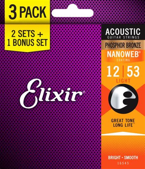 Elixir Set Of 3 16052 - set of strings Acoustic guitar strings