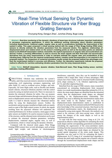 Pdf Real Time Virtual Sensing For Dynamic Vibration Of Flexible Structure Via Fiber Bragg