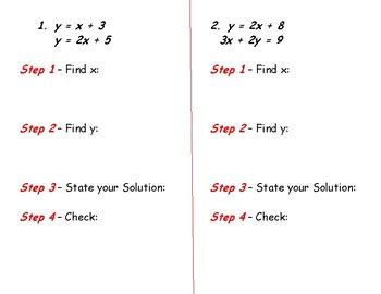 Solving Systems Of Equations Using Substitution Foldable By Lisa Falco