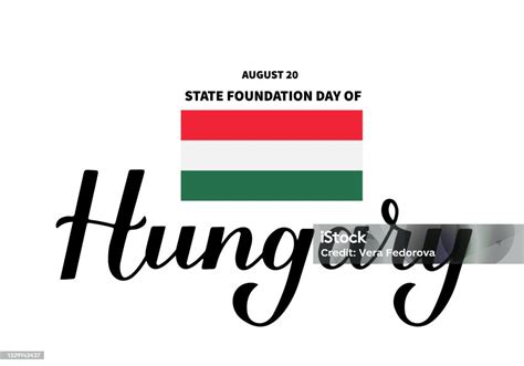 헝가리 국가 재단의 날 플래그와 문자 헝가리 휴일은 8 월 20 일에 축하합니다 타이포그래피 포스터 배너 전단지 스티커 인사말 카드 엽서에 대한 벡터 템플릿을 쉽게 편집할