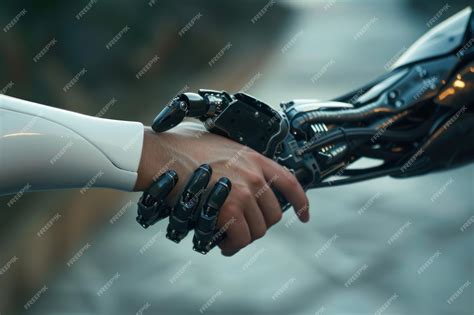 Premium Photo Robot Hand Holding Human Hand Artificial Intelligence