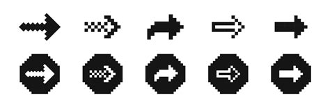 Pixel Arrows Pixelart Arrows Bit Pixel Arrows Illustration Pixelated Arrow Icon Set
