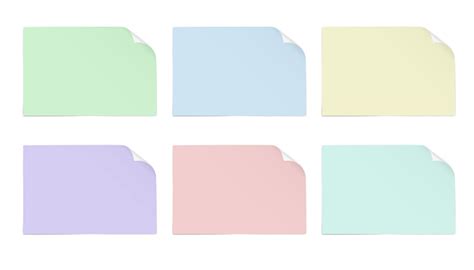 흰색 배경에 격리 된 그림자가있는 오른쪽 상단 모서리가 구부러진 다른 색상의 종이 시트 0명에 대한 스톡 벡터 아트 및 기타 이미지 0명 공란 굽은 Istock