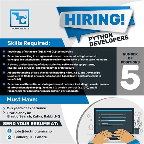 Technogenics Smc Pvt Ltd On Linkedin Hiringnow Pythondevelopers