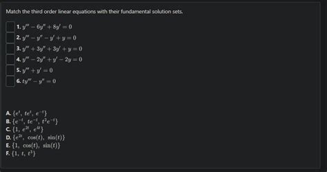 Solved Match The Third Order Linear Equations With Their
