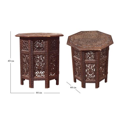 Восьмиугольный антикварный столик в восточном стиле из тика Столики Антикварный Мебель