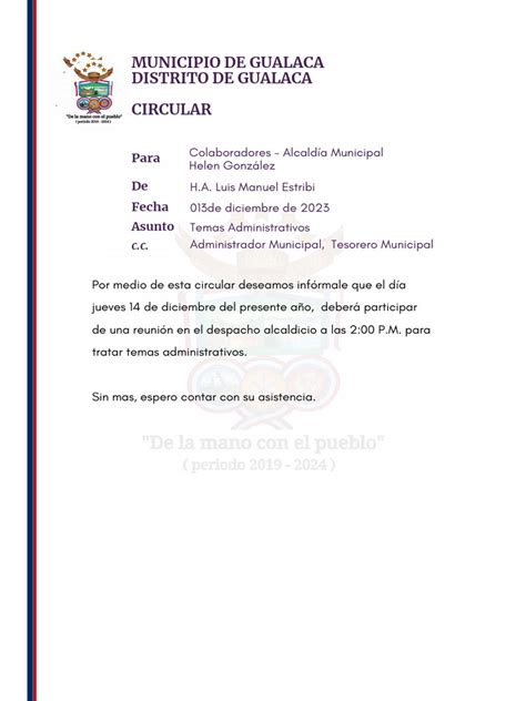 Modelo De Circular Memorándum Pdf
